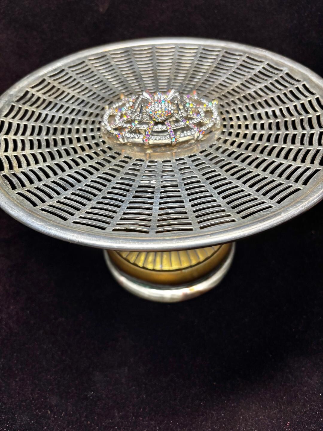 SPIDER WEB Candy Serving Dish / 9" Inch Diameter Platter * Dazzling! - Etsy