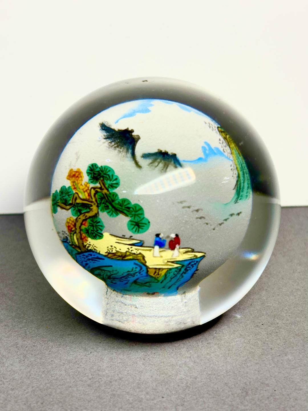 Small Reverse Painted Japanese Paperweight C.1970's - Etsy