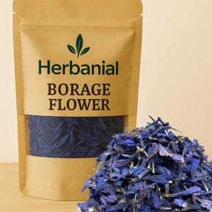 Vibrant Blue Dried Borage Flower Whole Petals Culinary Craft Loose Leaf ...