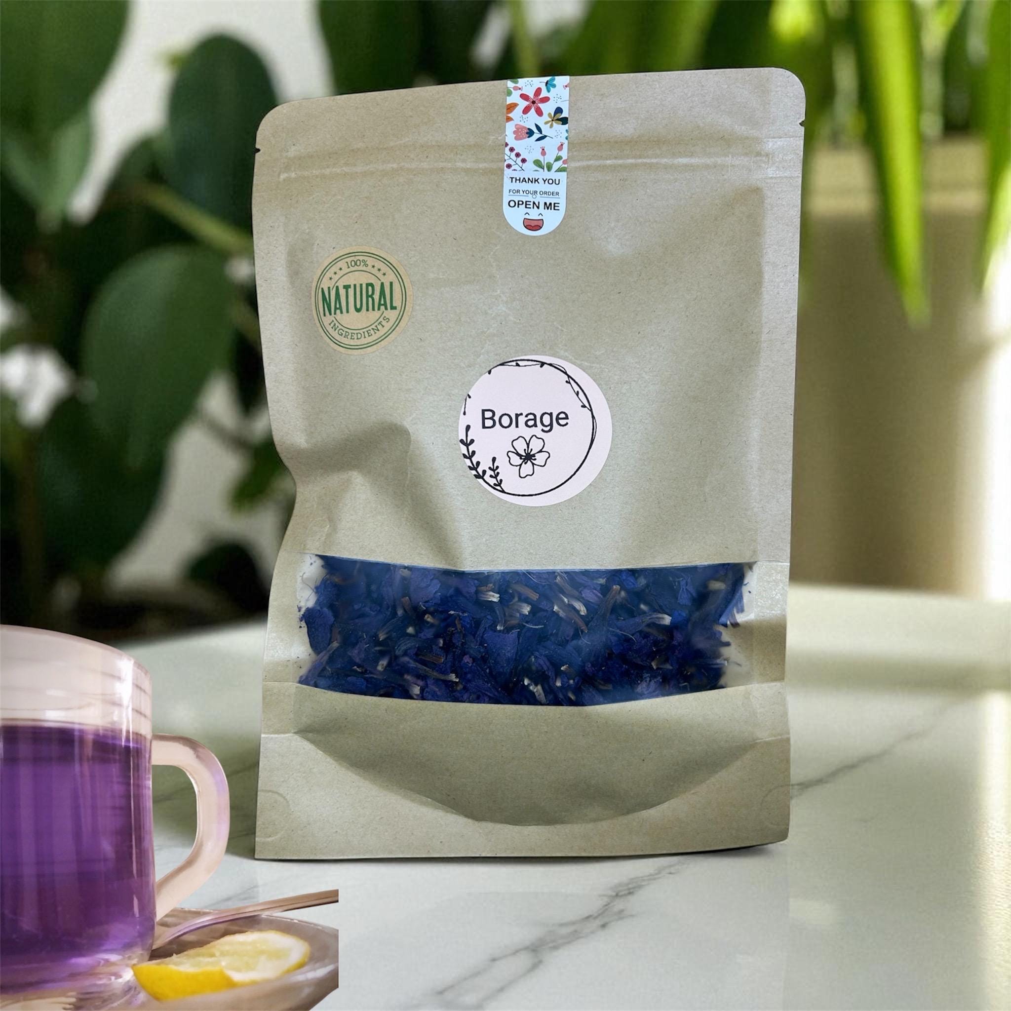 Vibrant Blue Dried Borage Flower Whole Petals Culinary Craft Loose Leaf ...