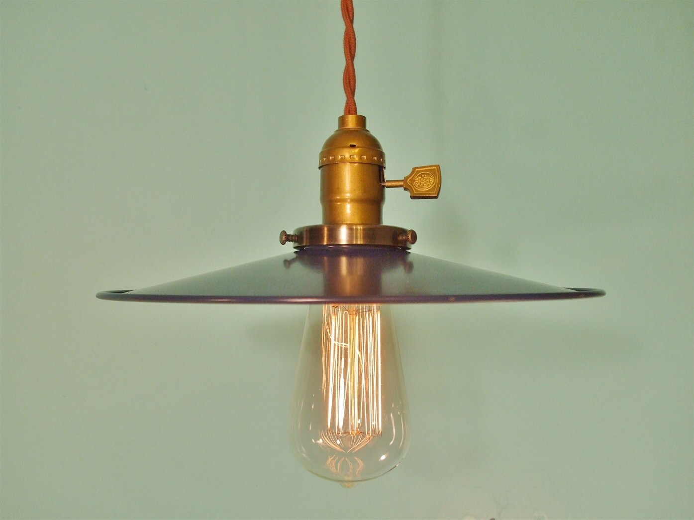 Vintage Industrial Hanging Light - Machine Age Minimalist Bare Bulb ...