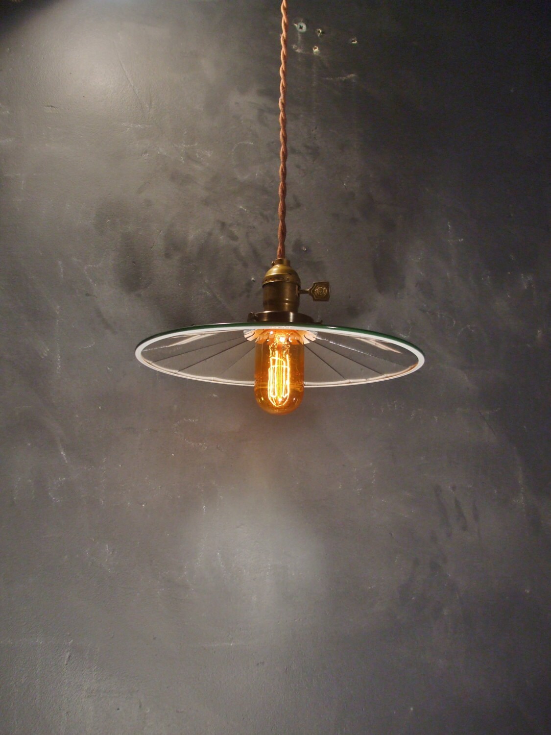 Vintage Industrial Hanging Light W/ Mirrored Steel Shade - Machine Age ...