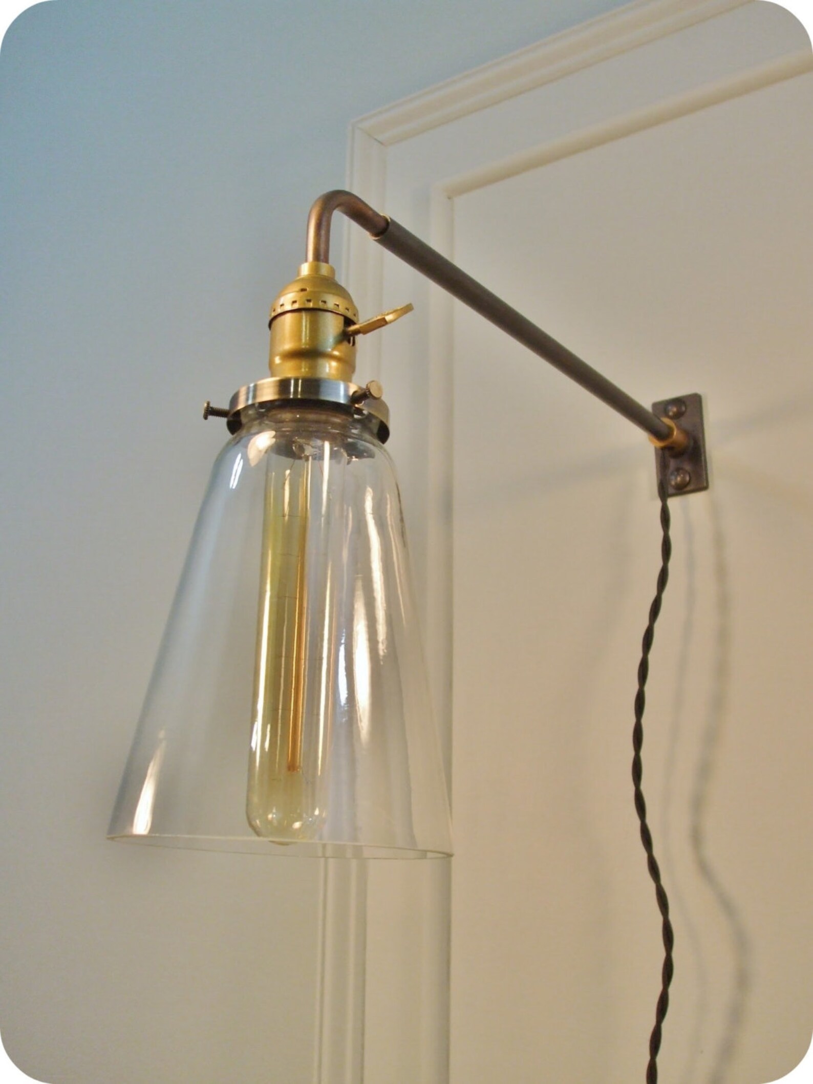 Vintage Industrial Wall Mount Light - Glass Tubular Shade - Machine Age ...