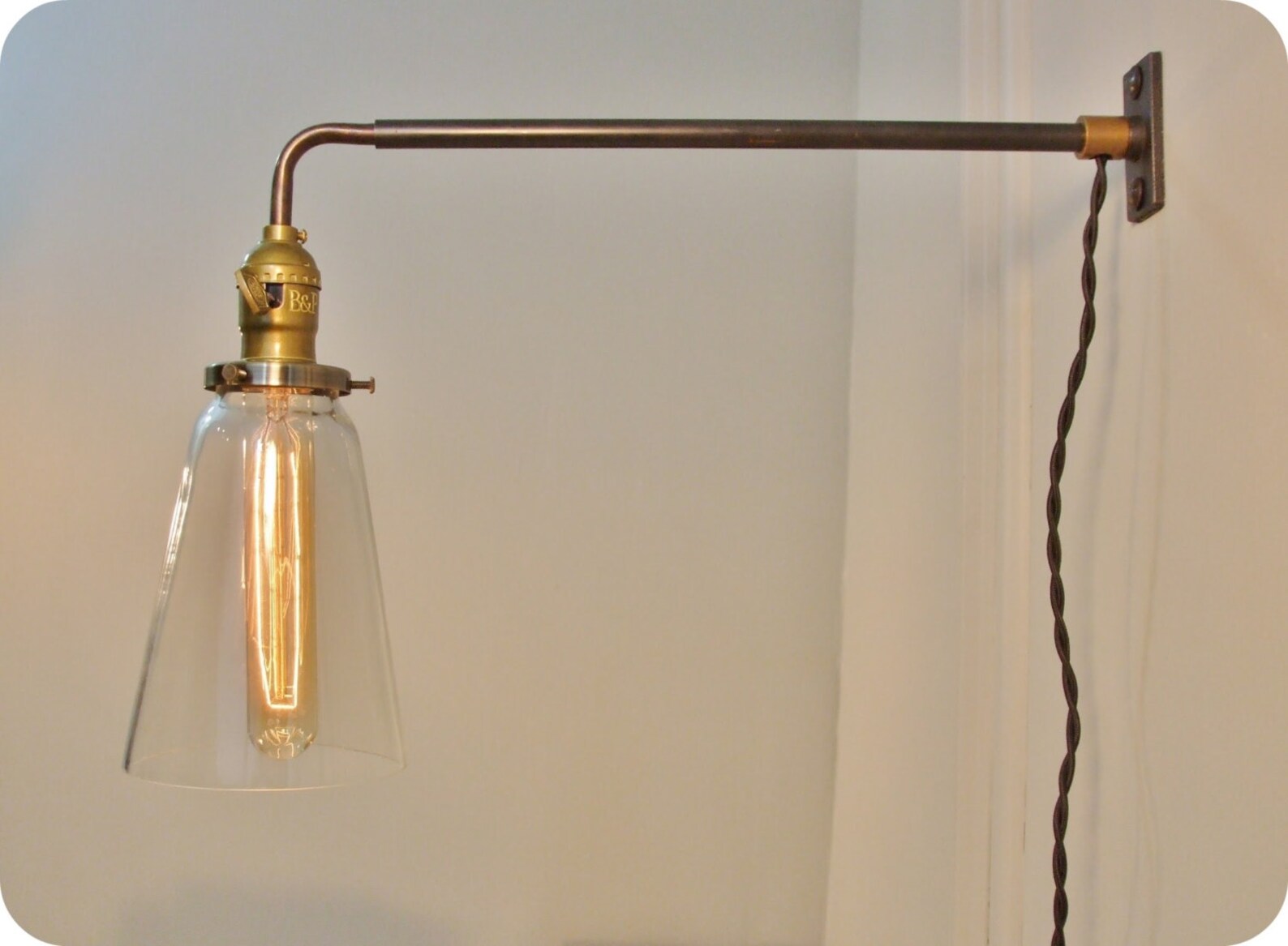 Vintage Industrial Wall Mount Light - Glass Tubular Shade - Machine Age ...