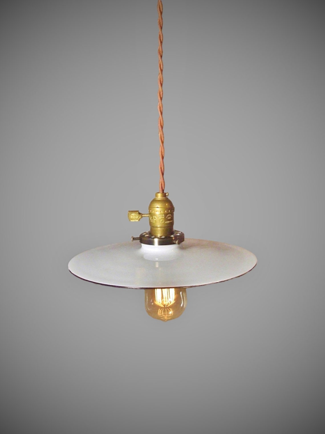 Vintage Industrial Hanging Light - Machine Age Minimalist Bare Bulb ...