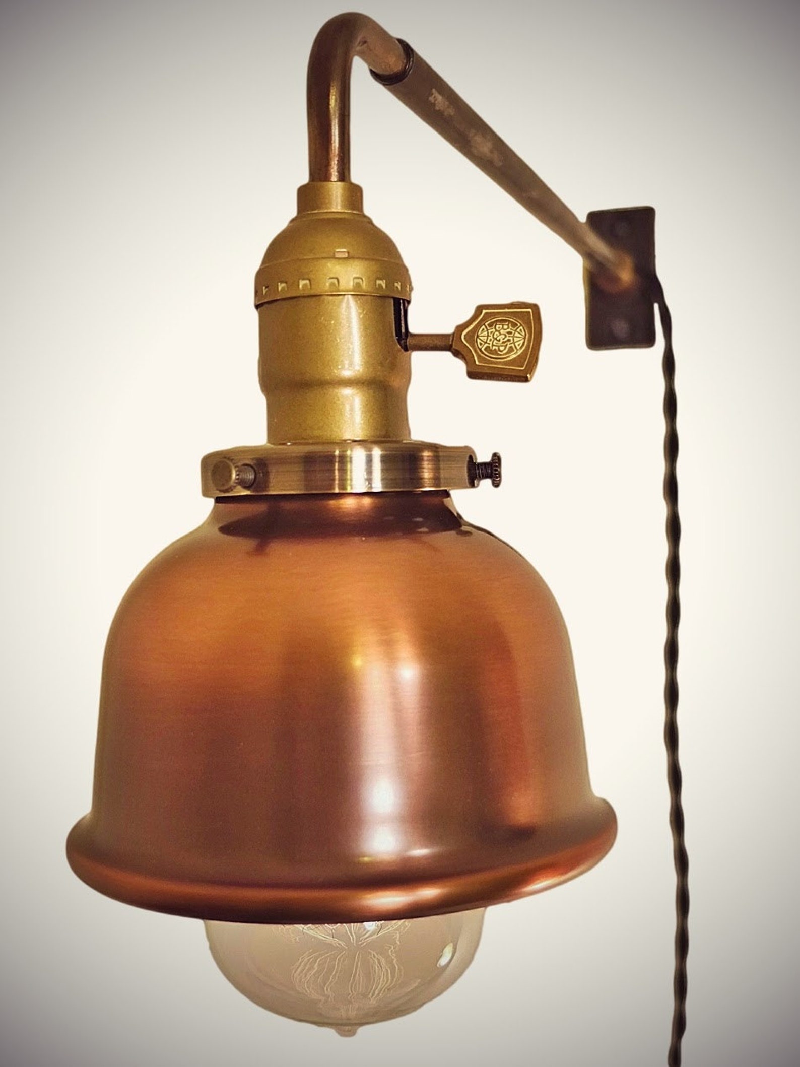 Vintage Industrial Wall Mount Light COPPER SHADE Machine - Etsy