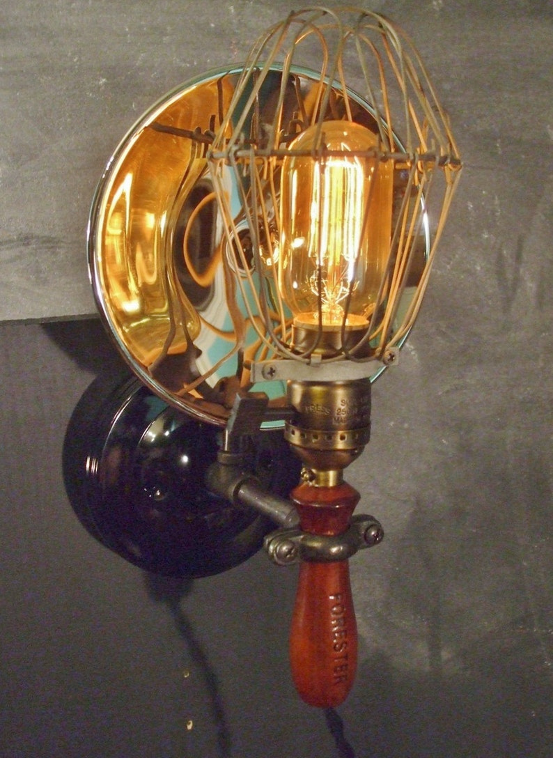 Vintage Industrial Cage Light With Wall Mount and Mercury - Etsy