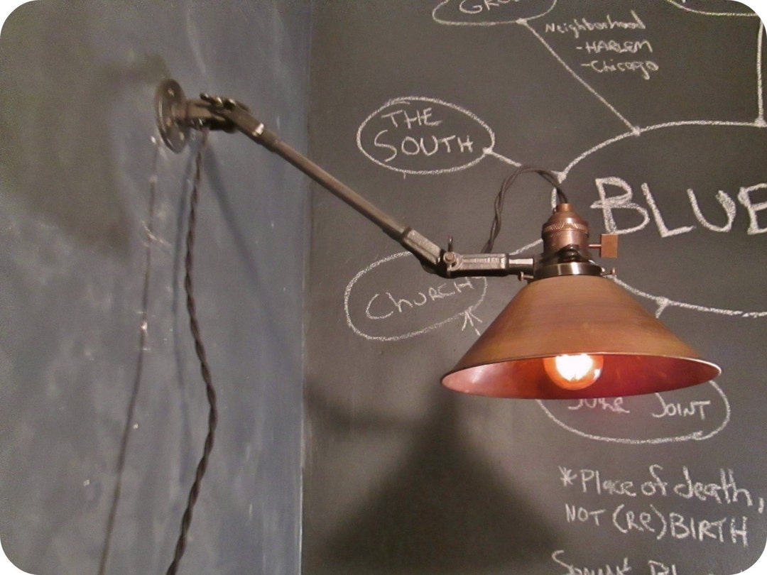 Vintage Industrial Wall Lamp - Machine Age Task Light - Cast Iron ...