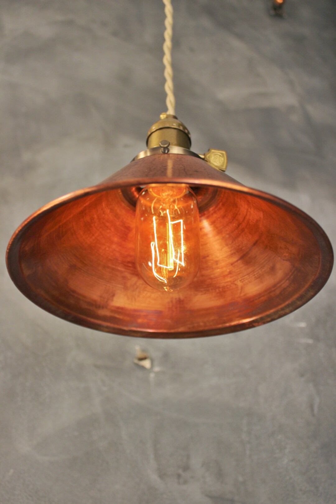 Industrial Lighting - Weathered Copper Pendant Lamp - Vintage ...