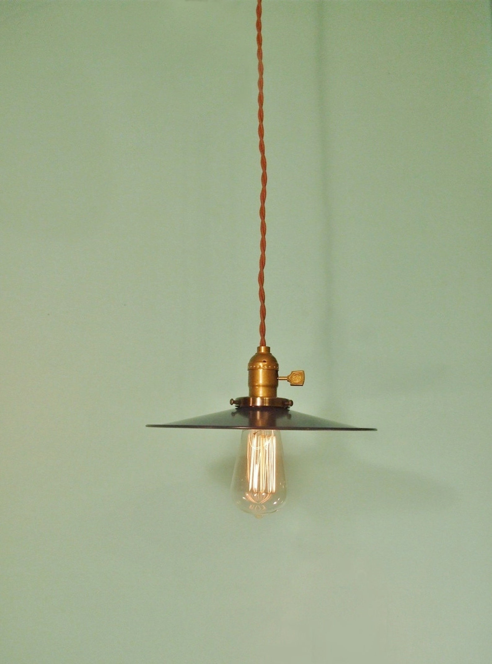 Vintage Industrial Hanging Light - Machine Age Minimalist Bare Bulb ...
