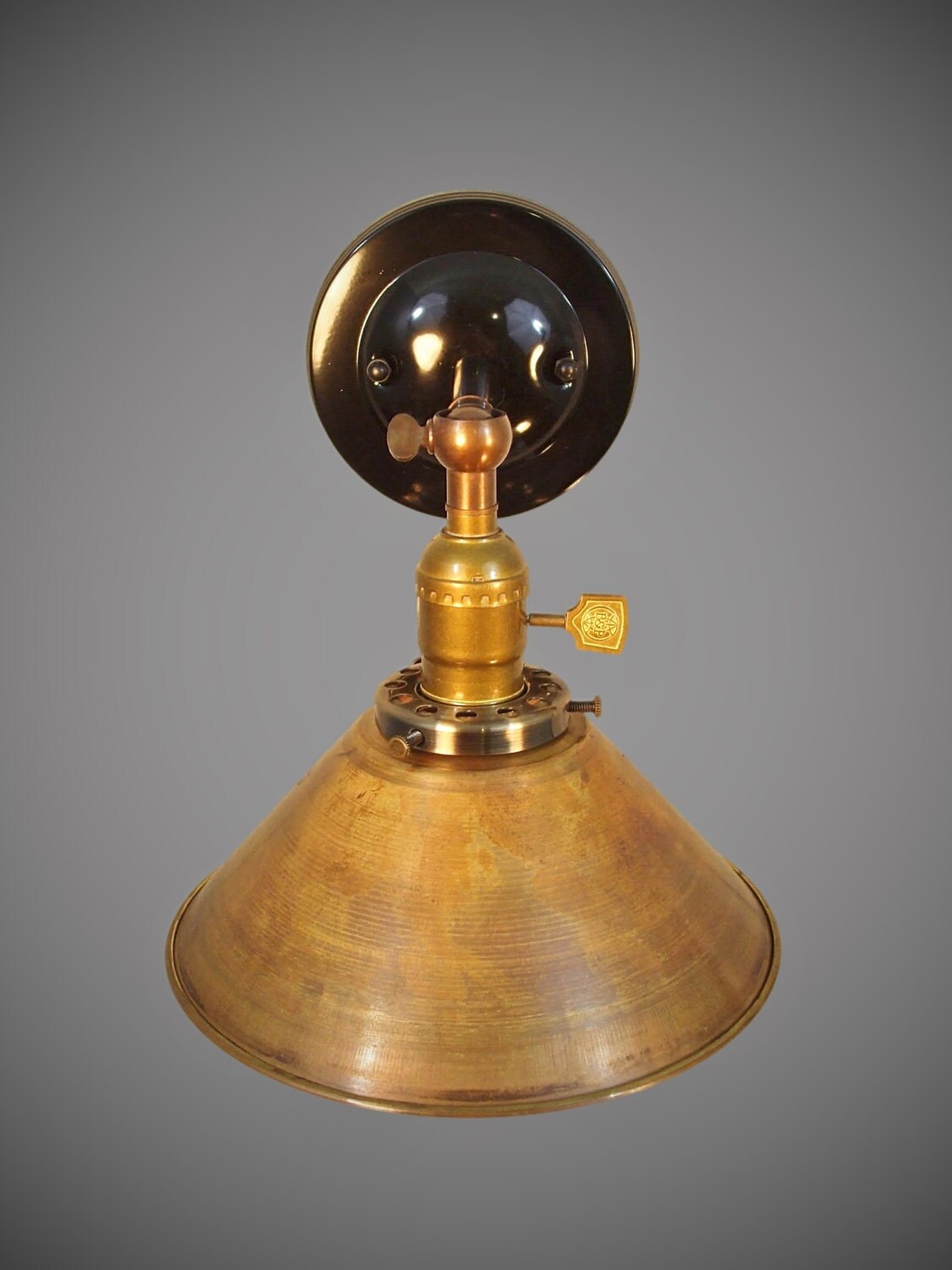 Industrial Swivel Sconce - Machine Age Lamp With 8" Brass Cone - Etsy