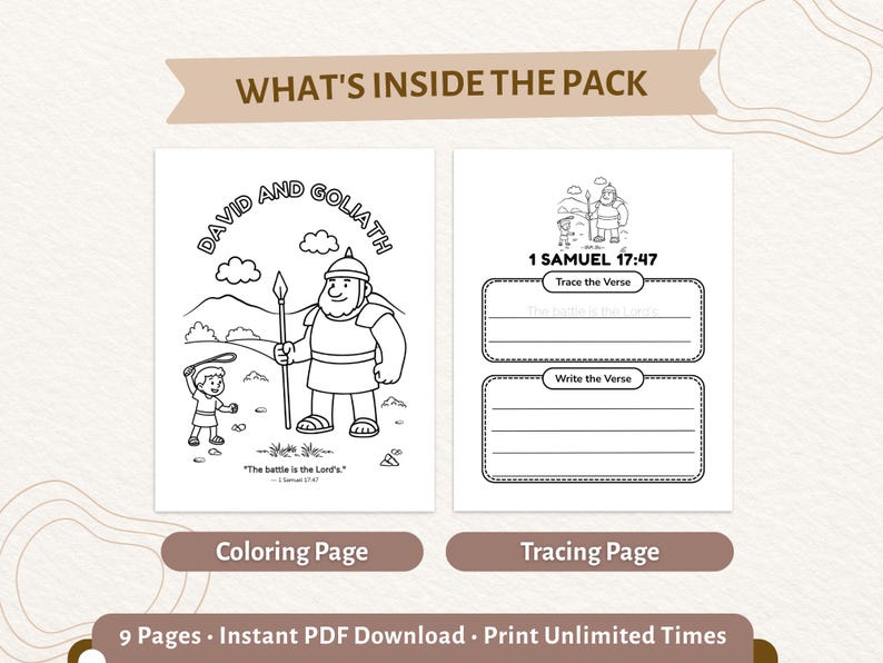David and Goliath Activity Pack for Kids | Bible Story Worksheet Craft ...