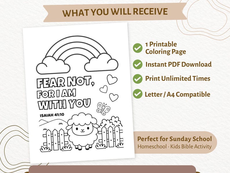 Fear Not, for I Am With You Coloring Page for Kids | Isaiah 41:10 Bible ...