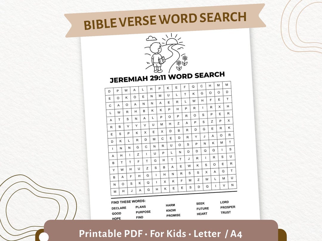Jeremiah 29:11 Word Search for Kids | Bible Verse Activity Printable ...