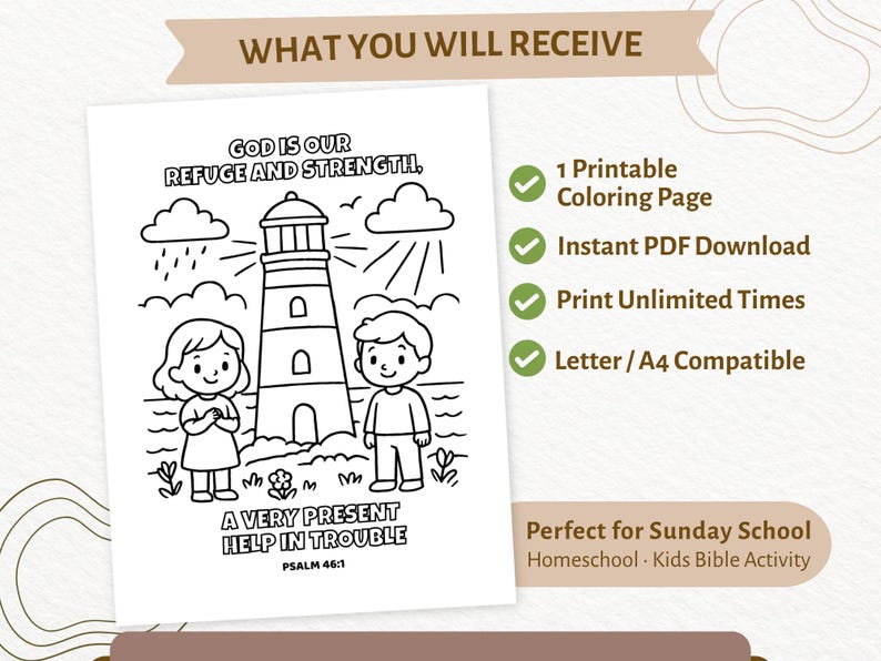 Psalm 46:1 Bible Verse Coloring Page for Kids | God is Our Refuge and ...