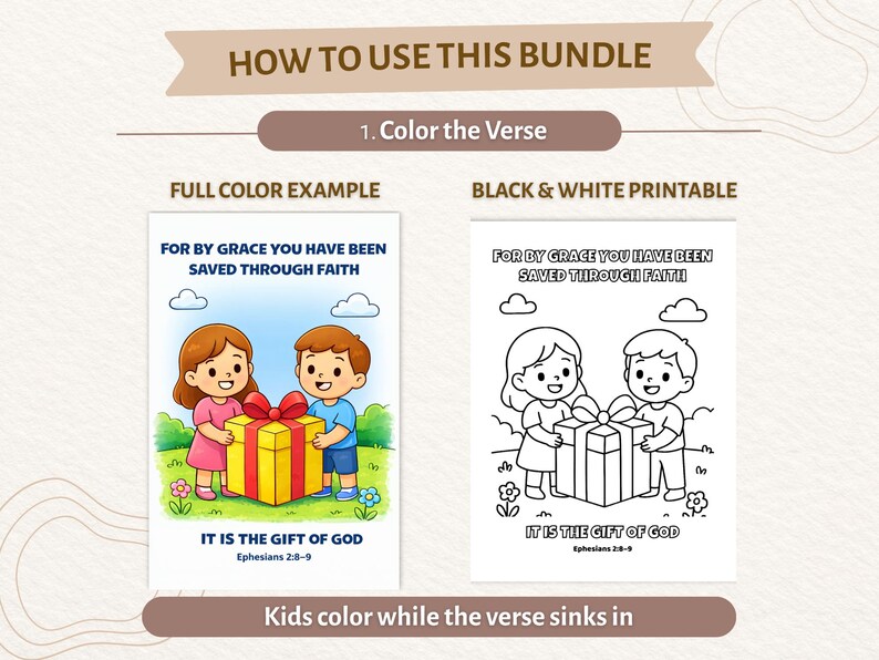 Ephesians 2:8-9 Activity Bundle for Kids | Coloring Tracing Word Search ...