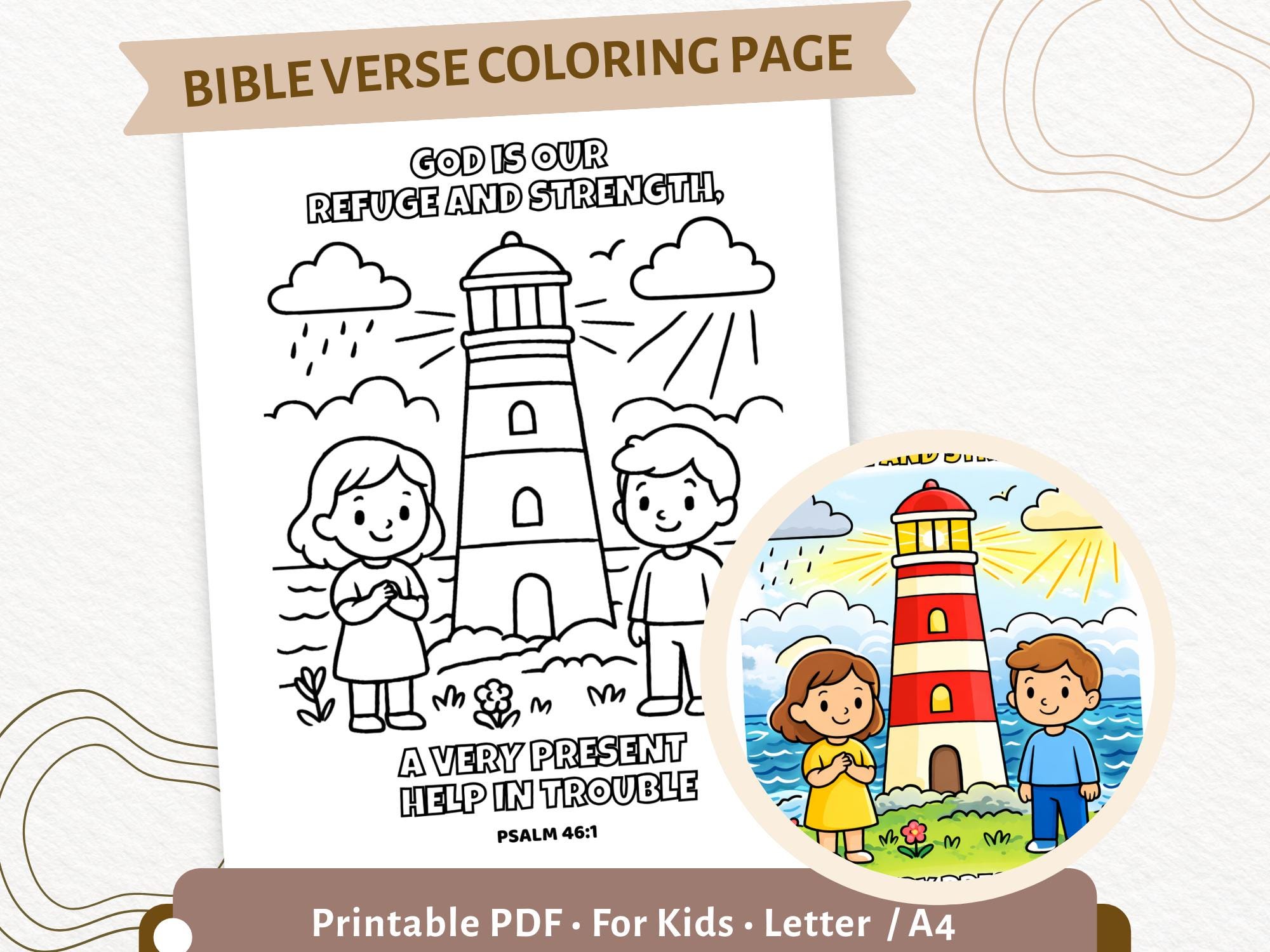 Psalm 46:1 Bible Verse Coloring Page for Kids | God is Our Refuge and ...
