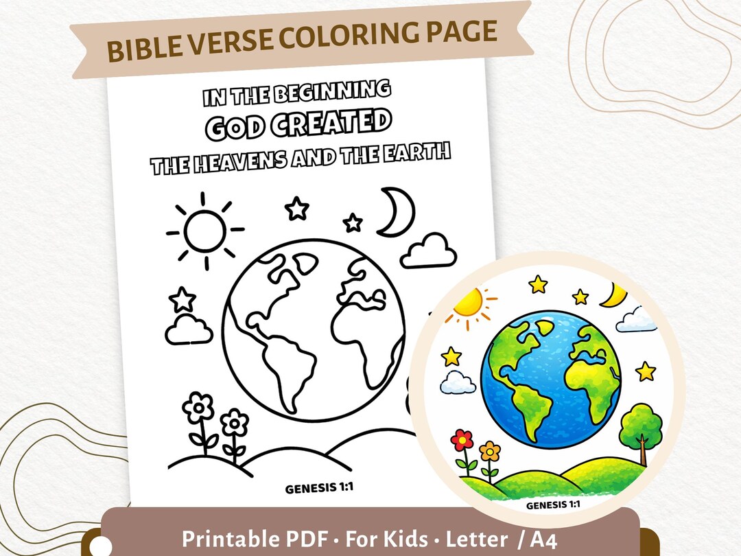 Genesis 1:1 Coloring Page for Kids | in the Beginning God Created ...