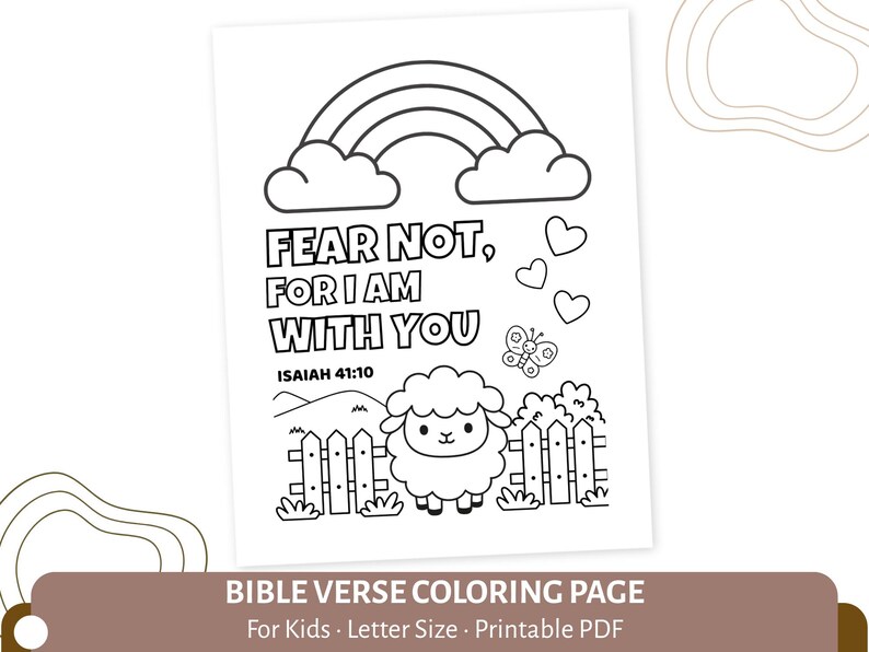 Fear Not Coloring Page for Kids – Isaiah 41:10 Bible Verse – Christian ...