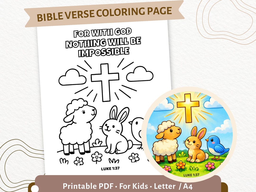 Luke 1:37 Bible Verse Coloring Page for Kids | Christian Printable ...