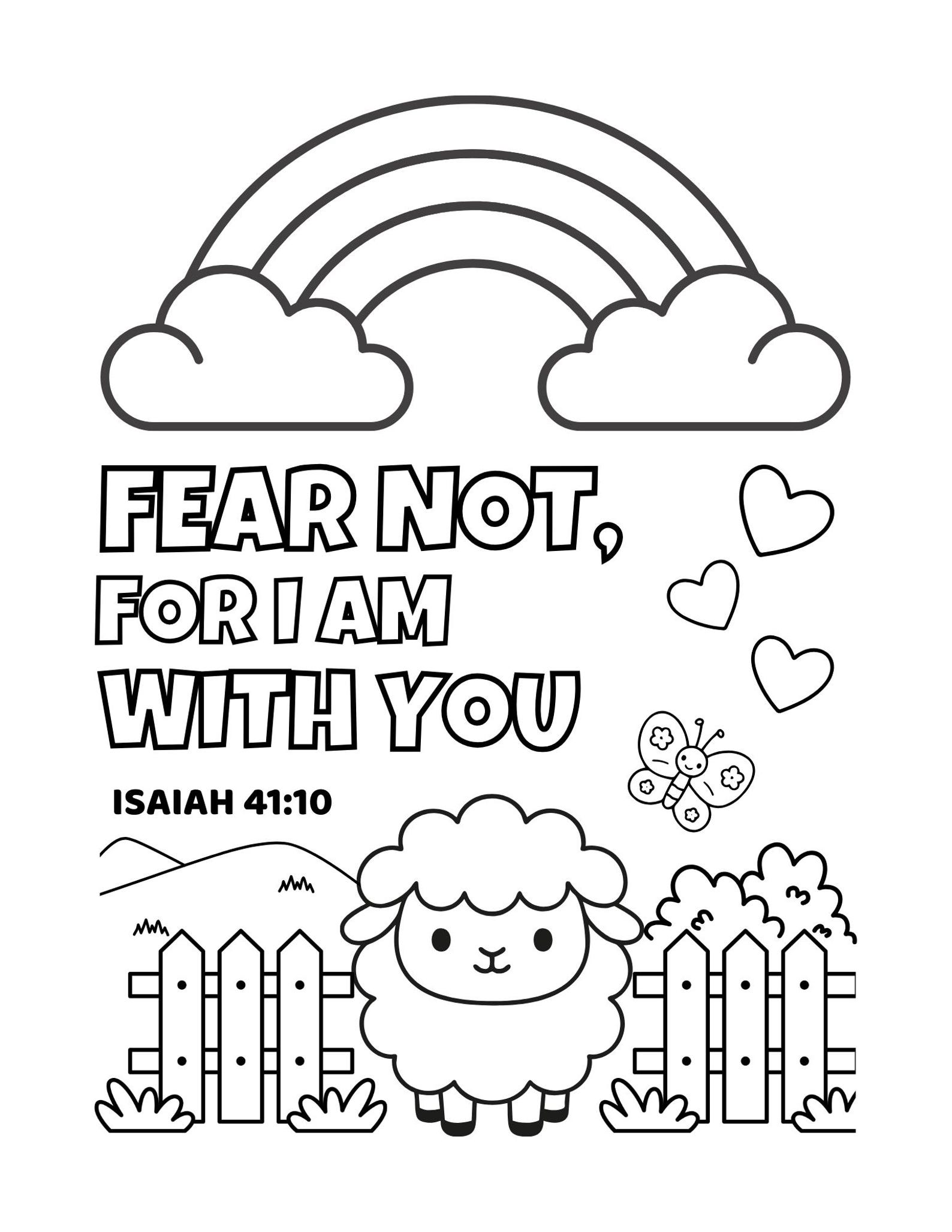Fear Not Coloring Page for Kids – Isaiah 41:10 Bible Verse – Christian ...