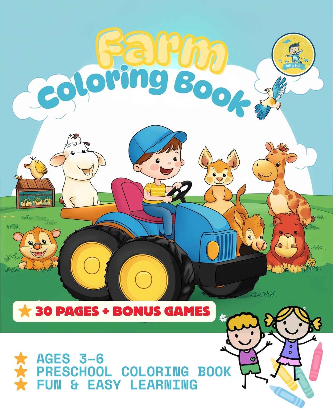Farm Animals Coloring Book – Preschool Learning Activities (digital ...