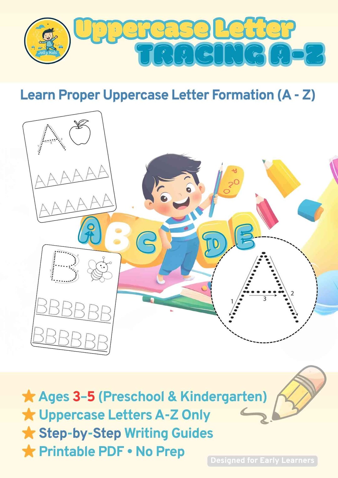ABC Uppercase Letter Tracing Workbook | A-Z Handwriting Practice (PDF ...