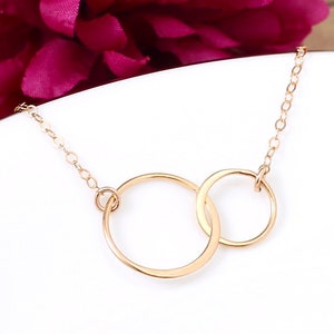 Two Circle Necklace Gold or Rose Gold 2 Circle Necklace Two - Etsy