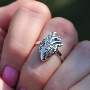 Anatomical Heart Ring Sterling Silver, Realistic Heart, Human Heart ...