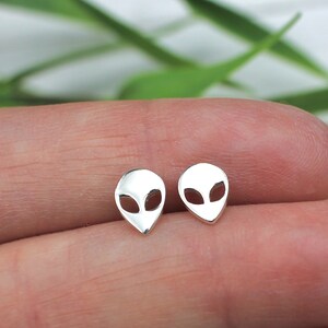 Alien Earrings, Alien Stud Earrings, Sterling Silver, Alien Jewelry ...
