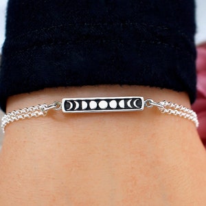 Moon Phase Bracelet, Moon Phases Bracelet, Moon Bracelet, Sterling ...