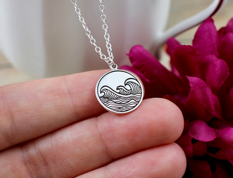 Waves Necklace, Sterling Silver, Ocean Waves Necklace, Waves Jewelry ...