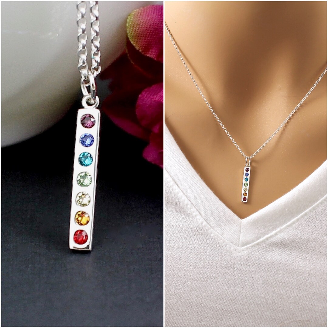 7 Chakra Crystal Necklace, Sterling Silver, for Women, Silver 925 ...
