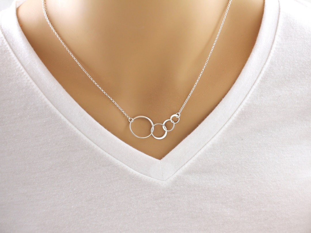 Four Circle Necklace, Four 4 Generations Necklace Gifts Jewelry, Family ...