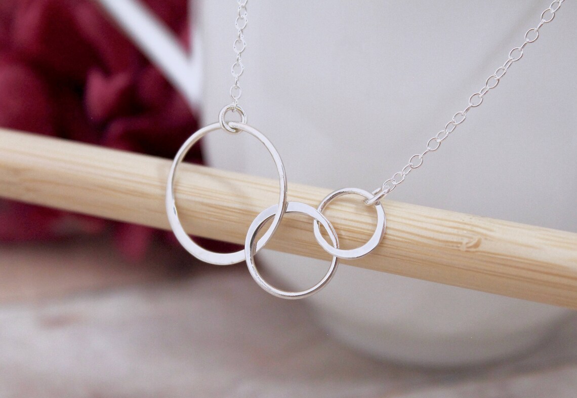 Three Circle Necklace Sterling Silver Three Eternity Circle - Etsy