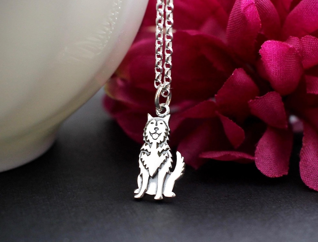 Sterling Silver Husky Charm Necklace, Dog Memorial Jewelry - Etsy
