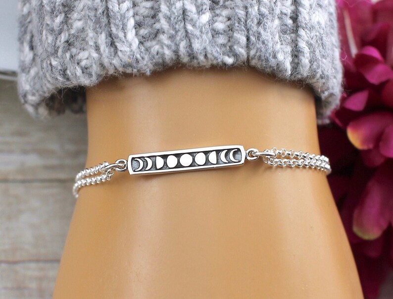 Moon Phase Bracelet, Moon Phases Bracelet, Moon Bracelet, Sterling ...