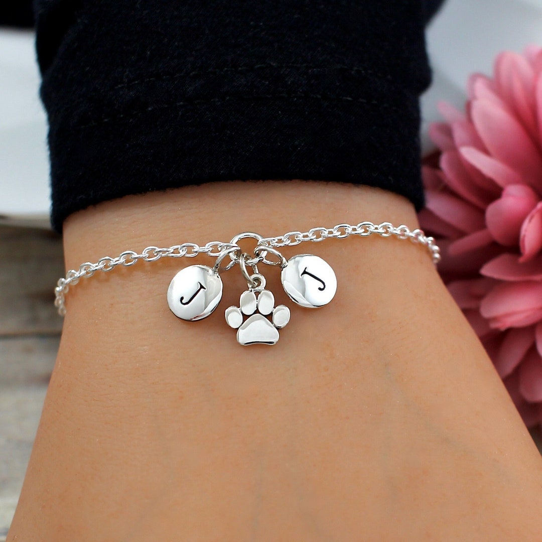 Paw Print Bracelet Custom, Paw Print Jewelry, Dog Paw Bracelet, Cat Paw ...