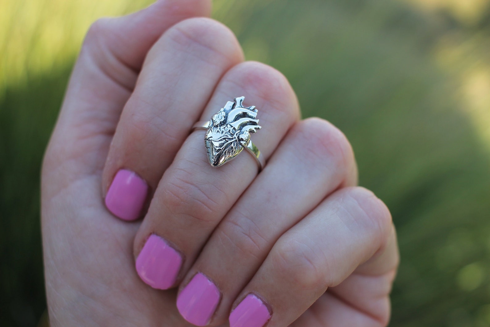 Anatomical Heart Ring Sterling Silver Realistic Heart Human - Etsy