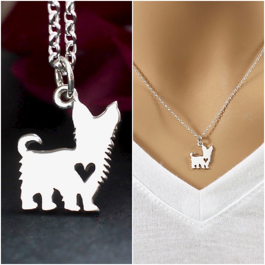 Yorkshire Terrier, Yorkie Necklace, Sterling Silver, Terrier Necklace ...