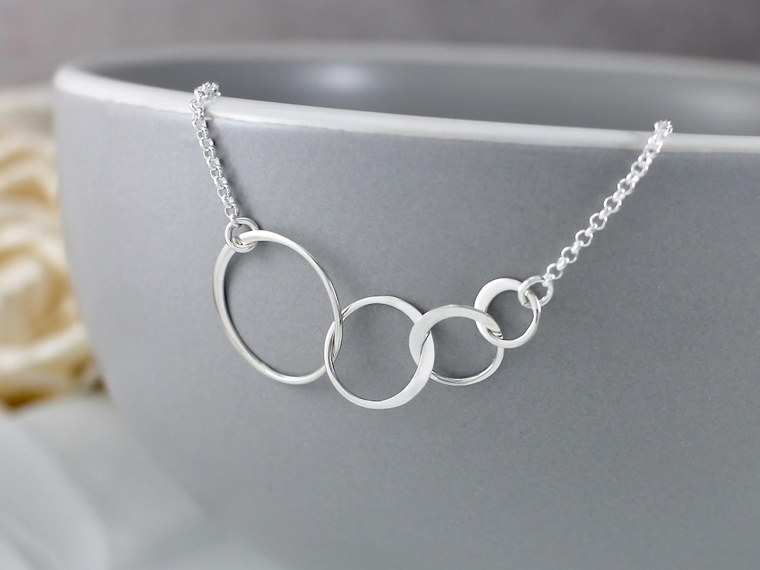 Four Circle Necklace, Four 4 Generations Necklace Gifts Jewelry, Family ...