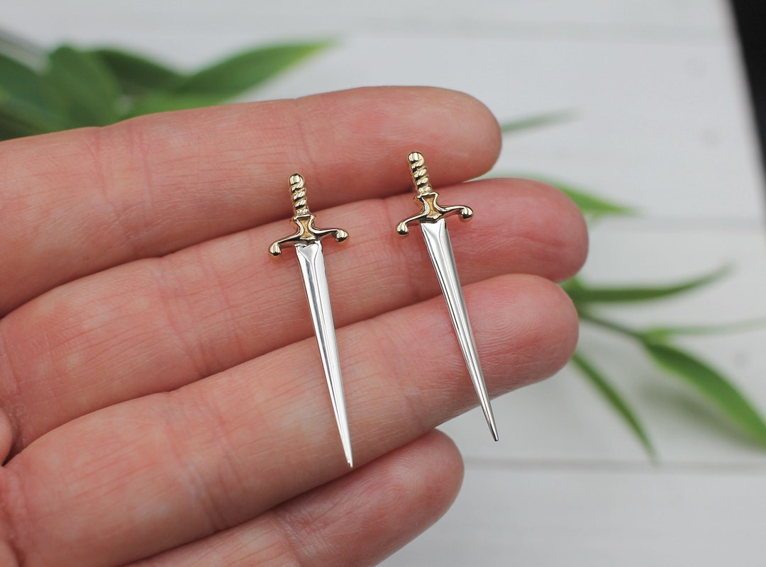 Sword Earrings, Stud Earrings, Sterling Silver, Sword Jewelry, Gothic ...