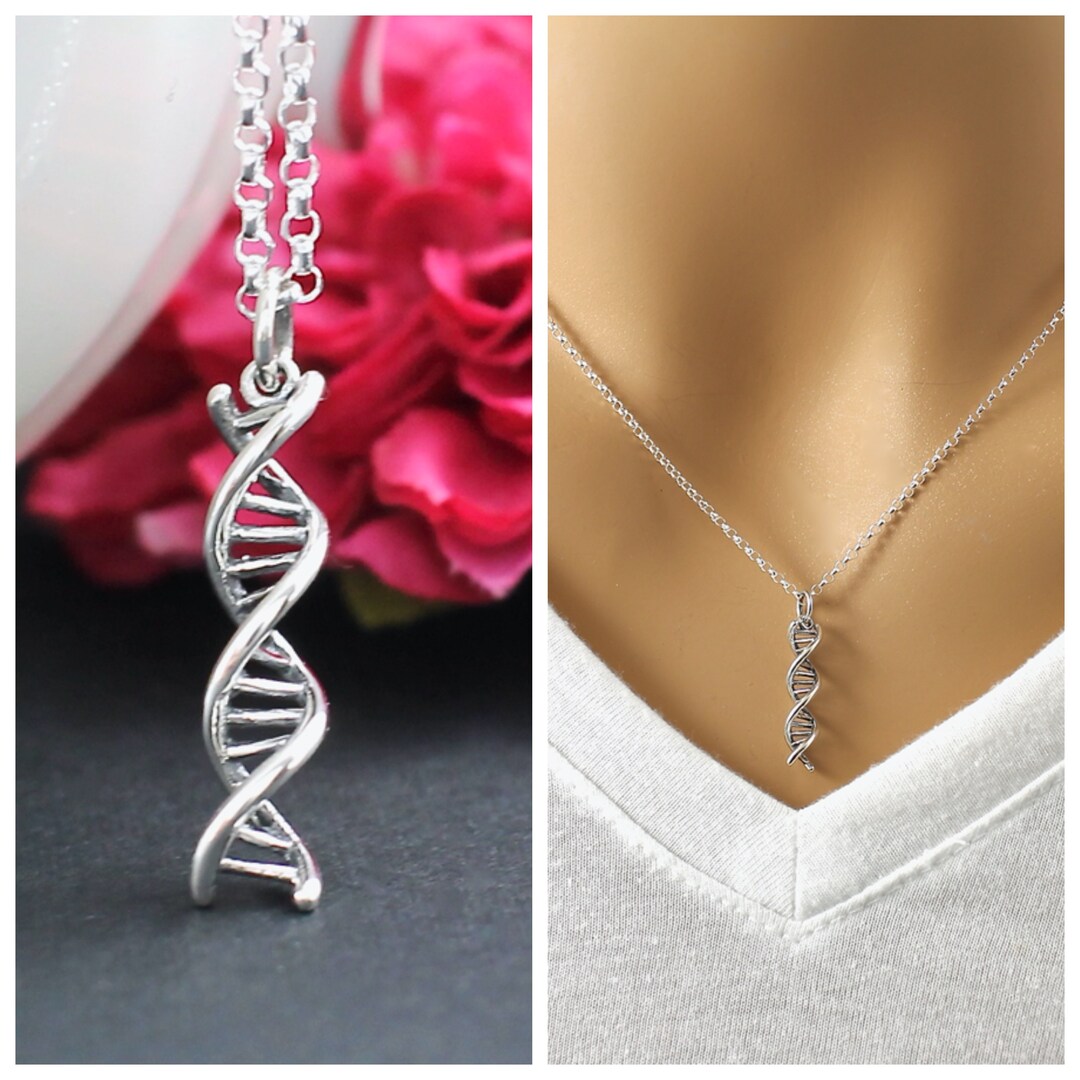 Sterling Silver DNA Double Helix Necklace, Women in Science Biology ...