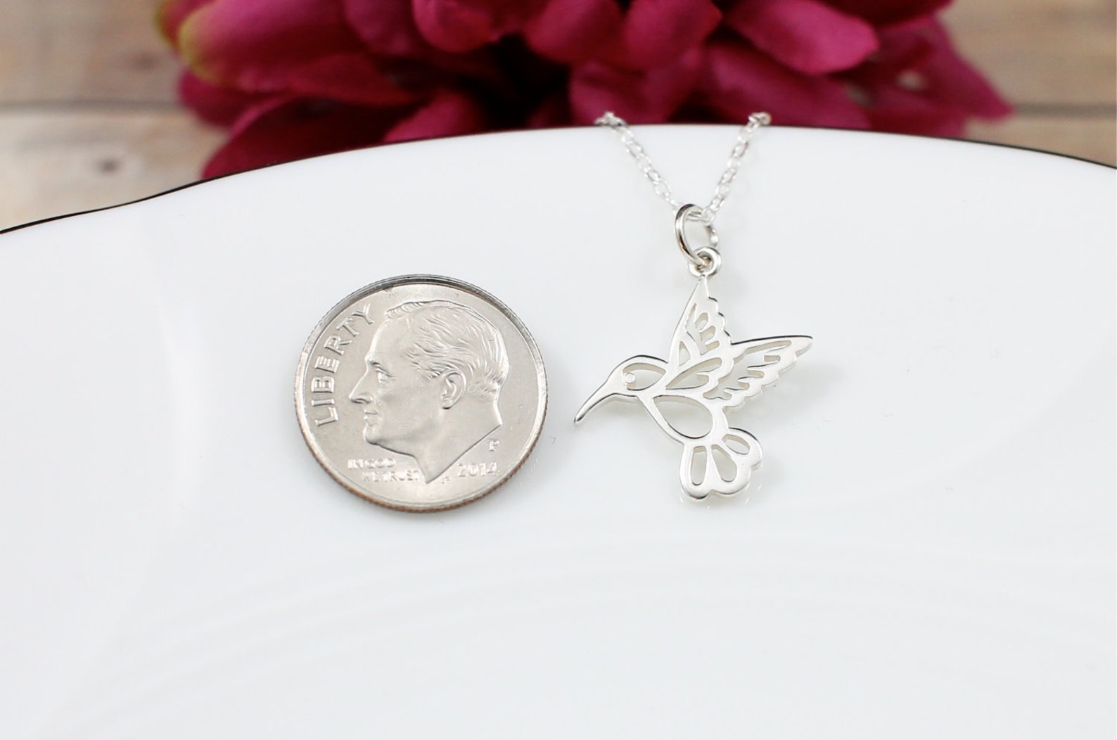 Hummingbird Necklace, Sterling Silver, Hummingbird Jewelry, Hummingbird ...