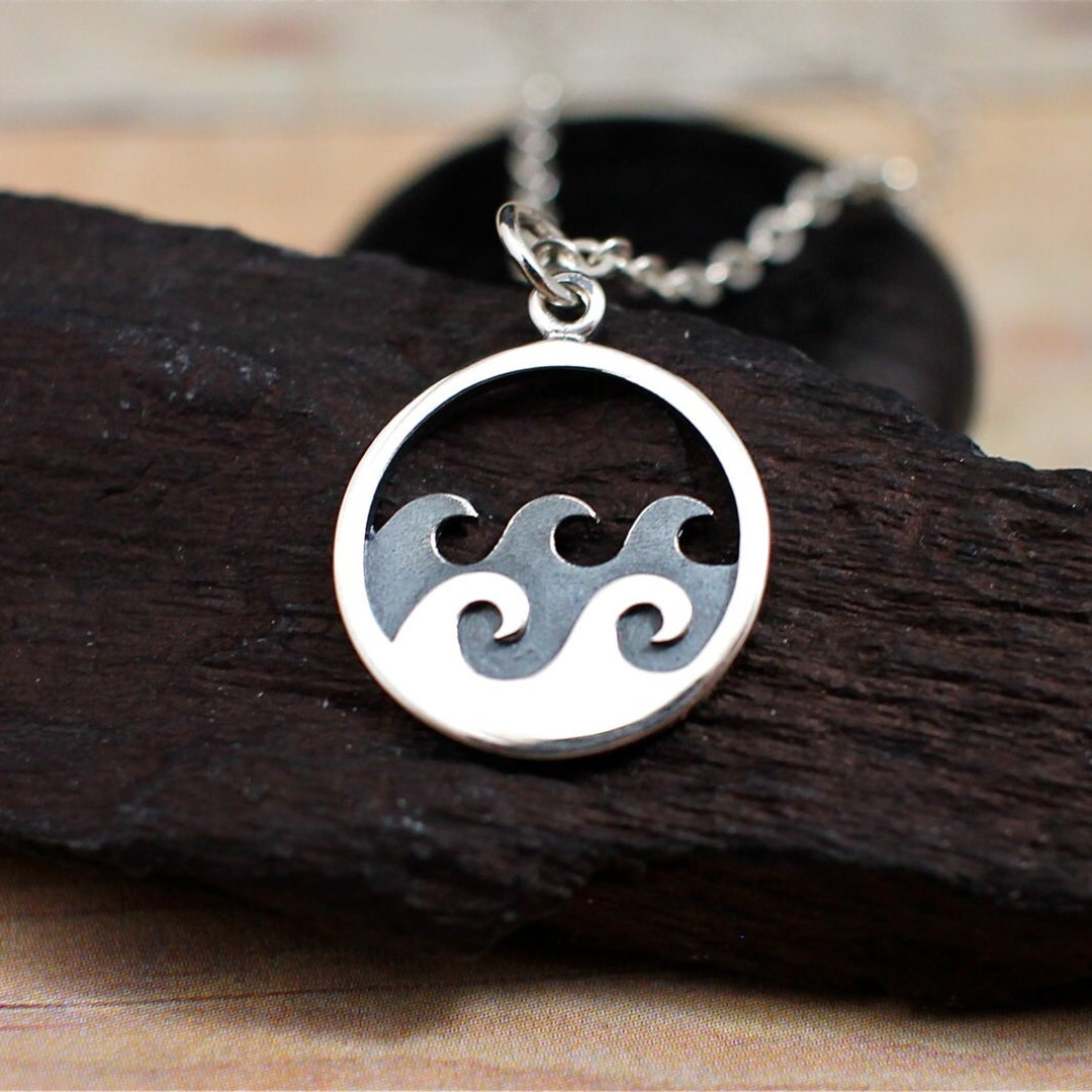 Waves Necklace, Sterling Silver, Ocean Waves Necklace, Waves Jewelry ...