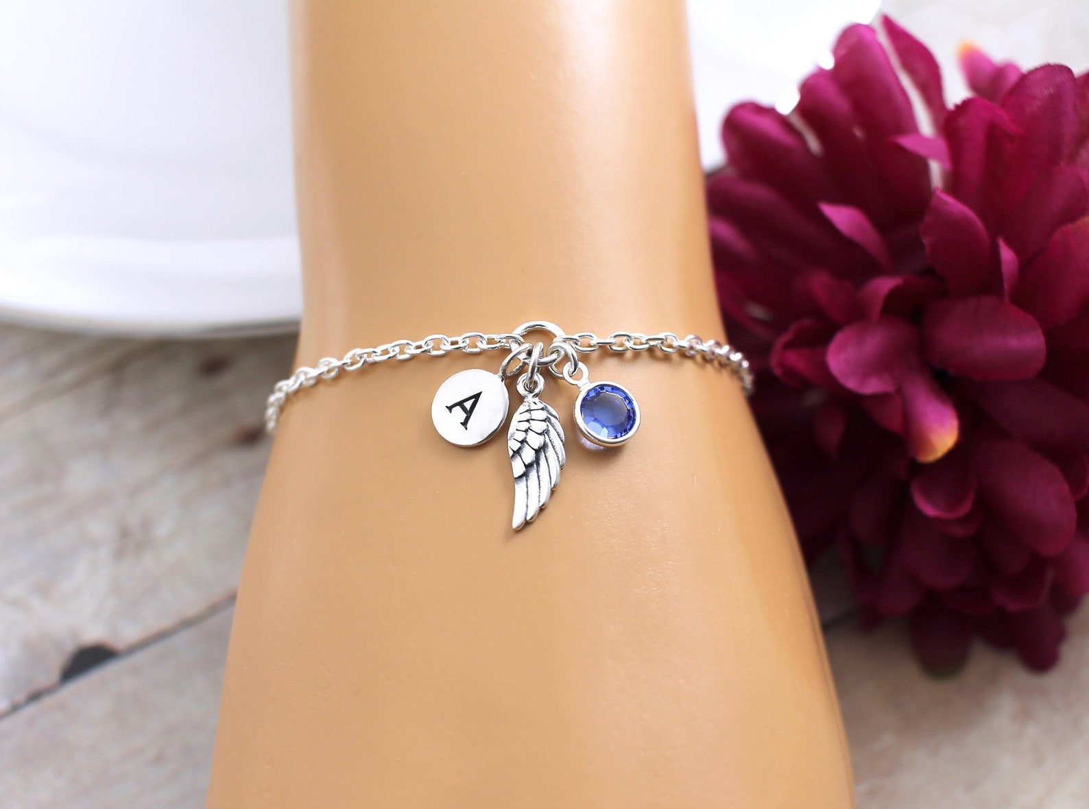 Sterling Silver Angel Wing Bracelet Guardian Angel Bracelet - Etsy