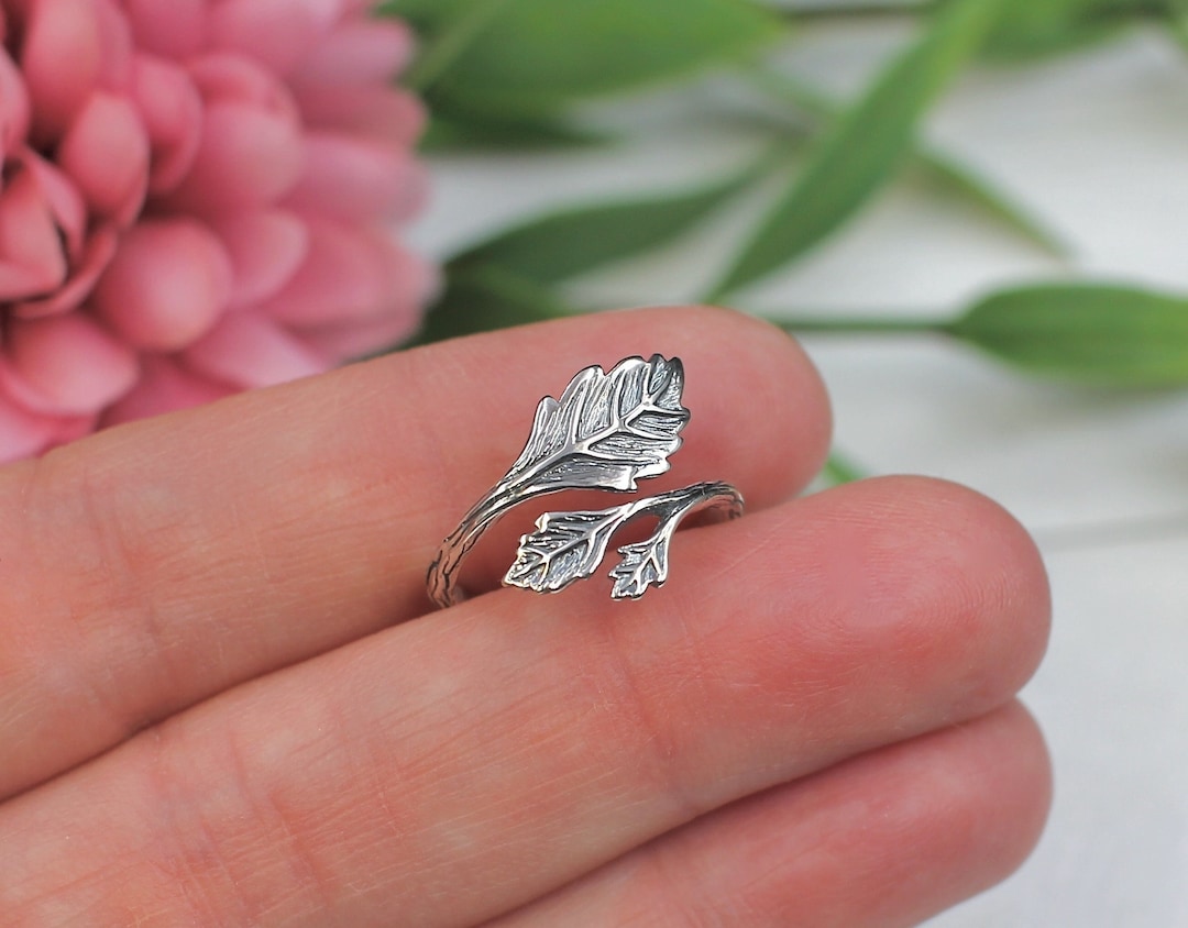 Leaf Ring in Sterling Silver, Fall Leaf Ring, Adjustable Leaf Ring ...