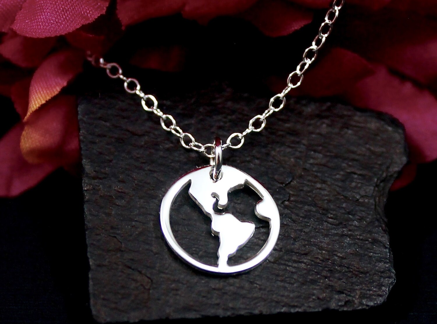 World Necklace World Map Necklace Globe Necklace Earth | Etsy