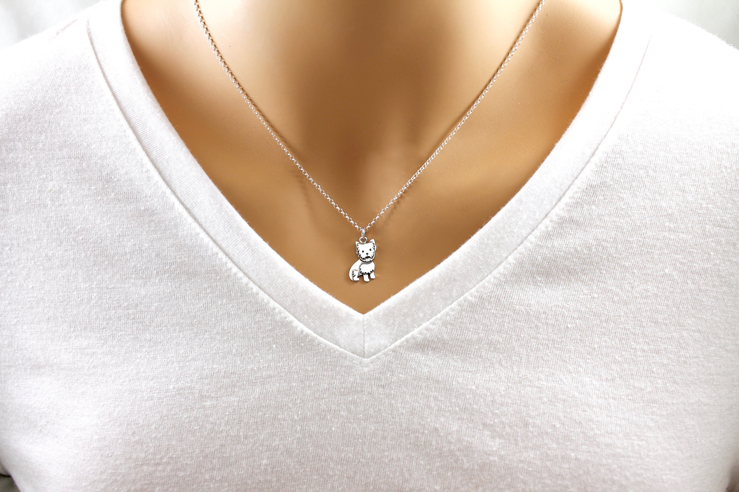 Yorkshire Terrier, Yorkie Necklace, Sterling Silver, Terrier Necklace ...