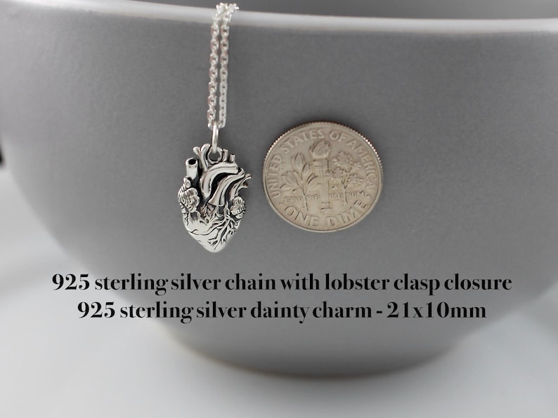 Sterling Silver Anatomical Heart Necklace – Gothic Jewelry, Heart ...